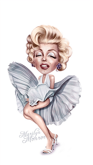 Marilyn Monroe Caricature Natalia Benavides Caricatures Illustration